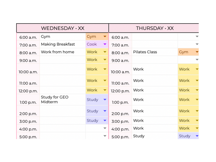 Daily, Weekly & Monthly Time Tracker Spreadsheet – Wellness By Her Shop