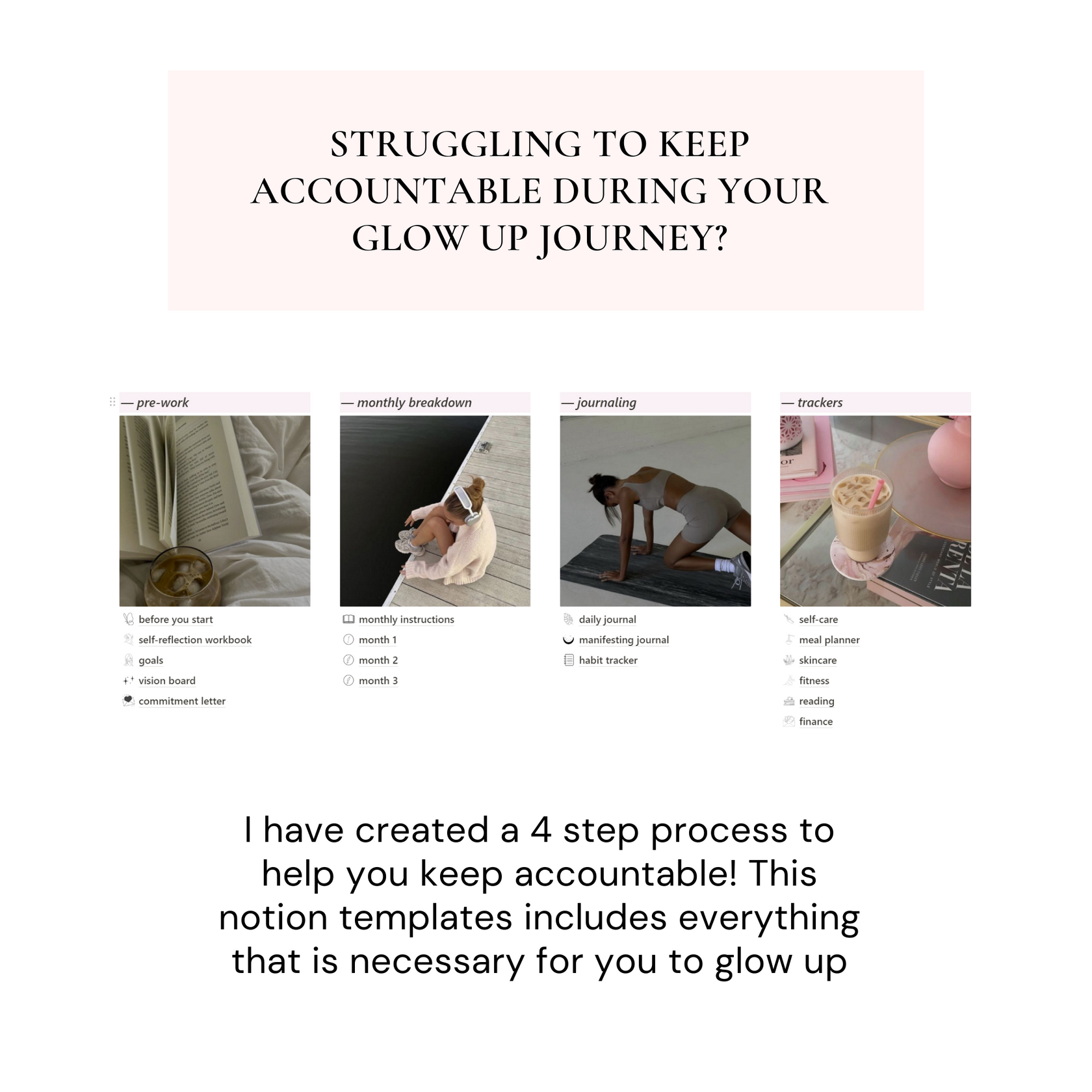 Glow Up Notion Templates | Pink – Wellness By Her Shop